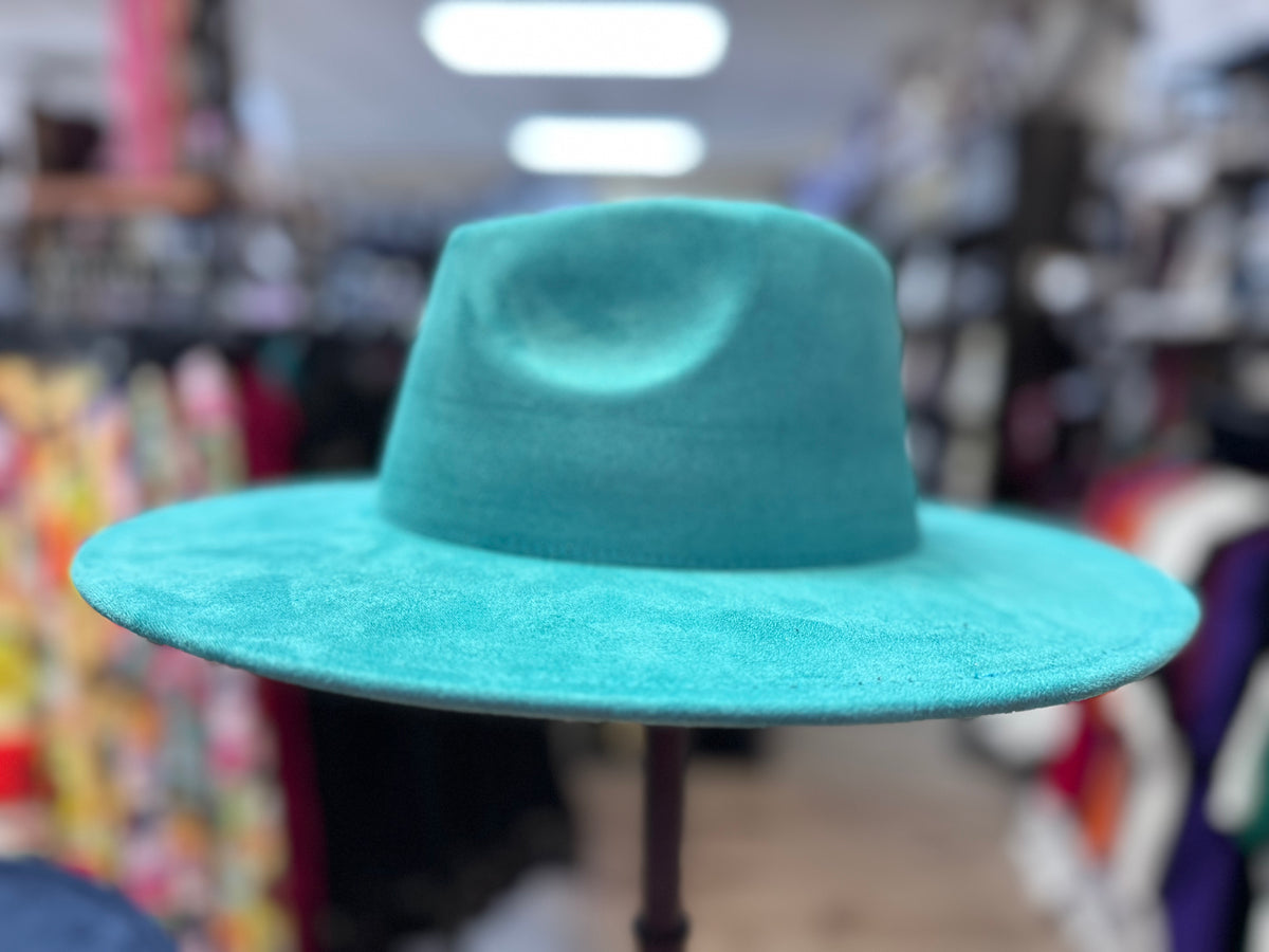 Suede (Wide Brim) Fedora- Teal – The Silver Strawberry