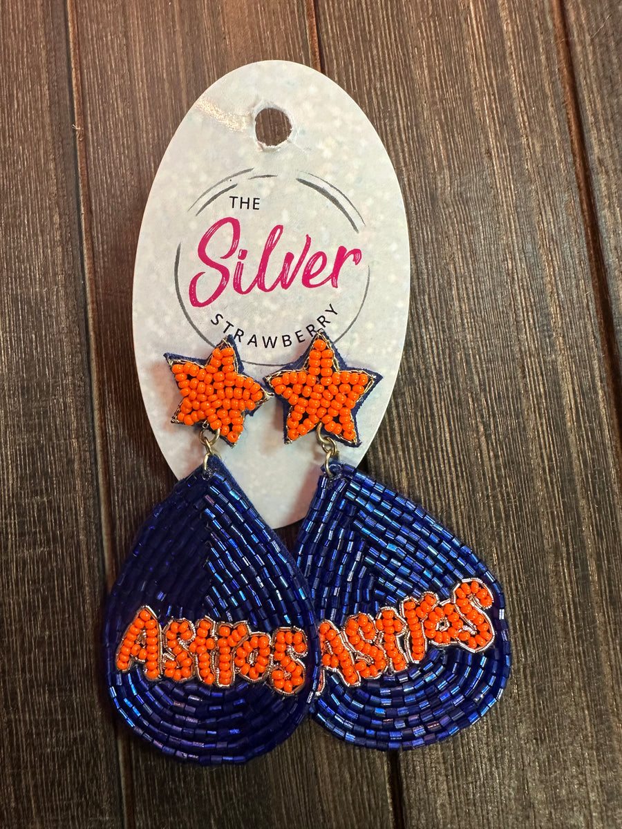 Sugar Crush Earrings- "Baseball Teardrop; Royal Blue" Astros Theme ...