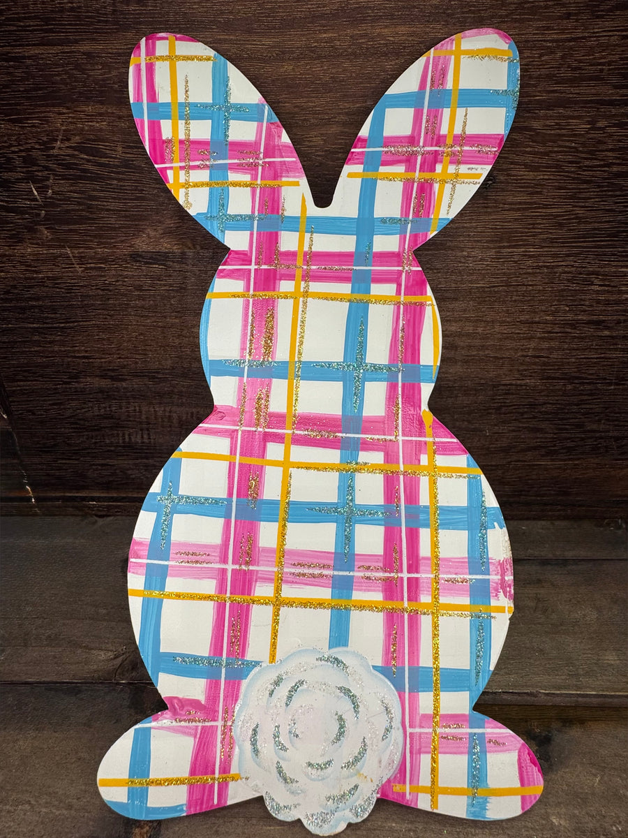 Round Top Collection- "Easter Bunny Tail; Pink & Blue Gingham" Tableto ...