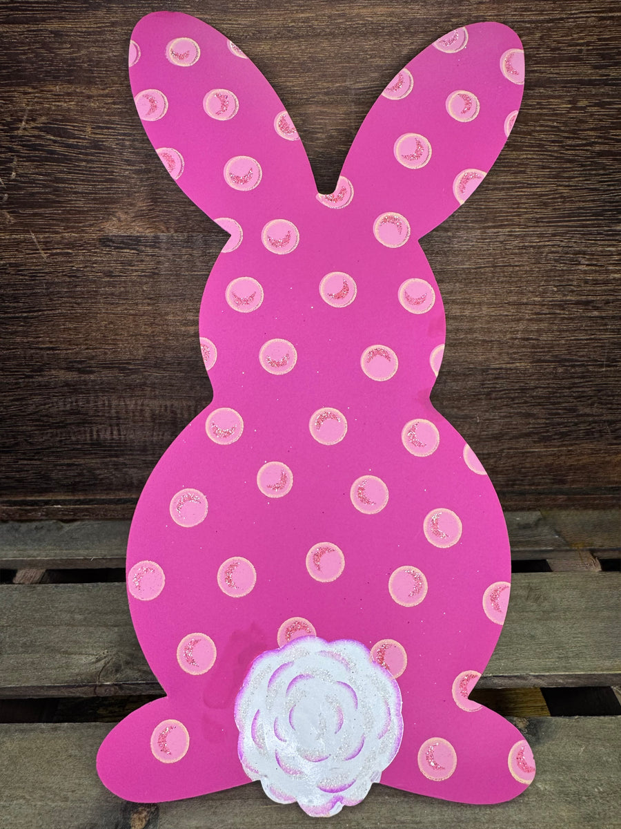 Round Top Collection- "Easter Bunny Tail; Pink Polka Dots" Tabletop Dé ...