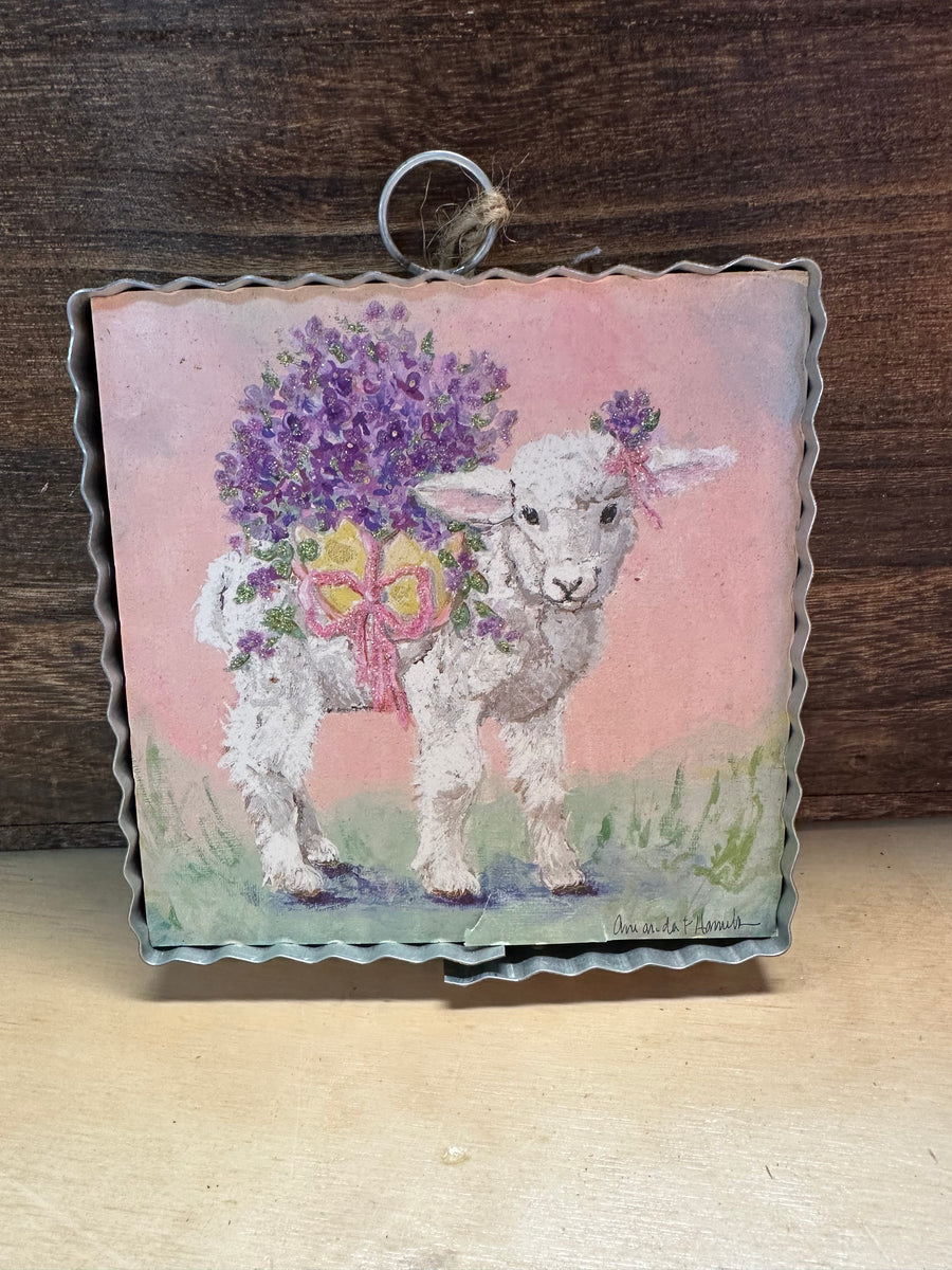 Round Top Collection- "Easter Lamb; Purple Floral" Mini Display Charm ...