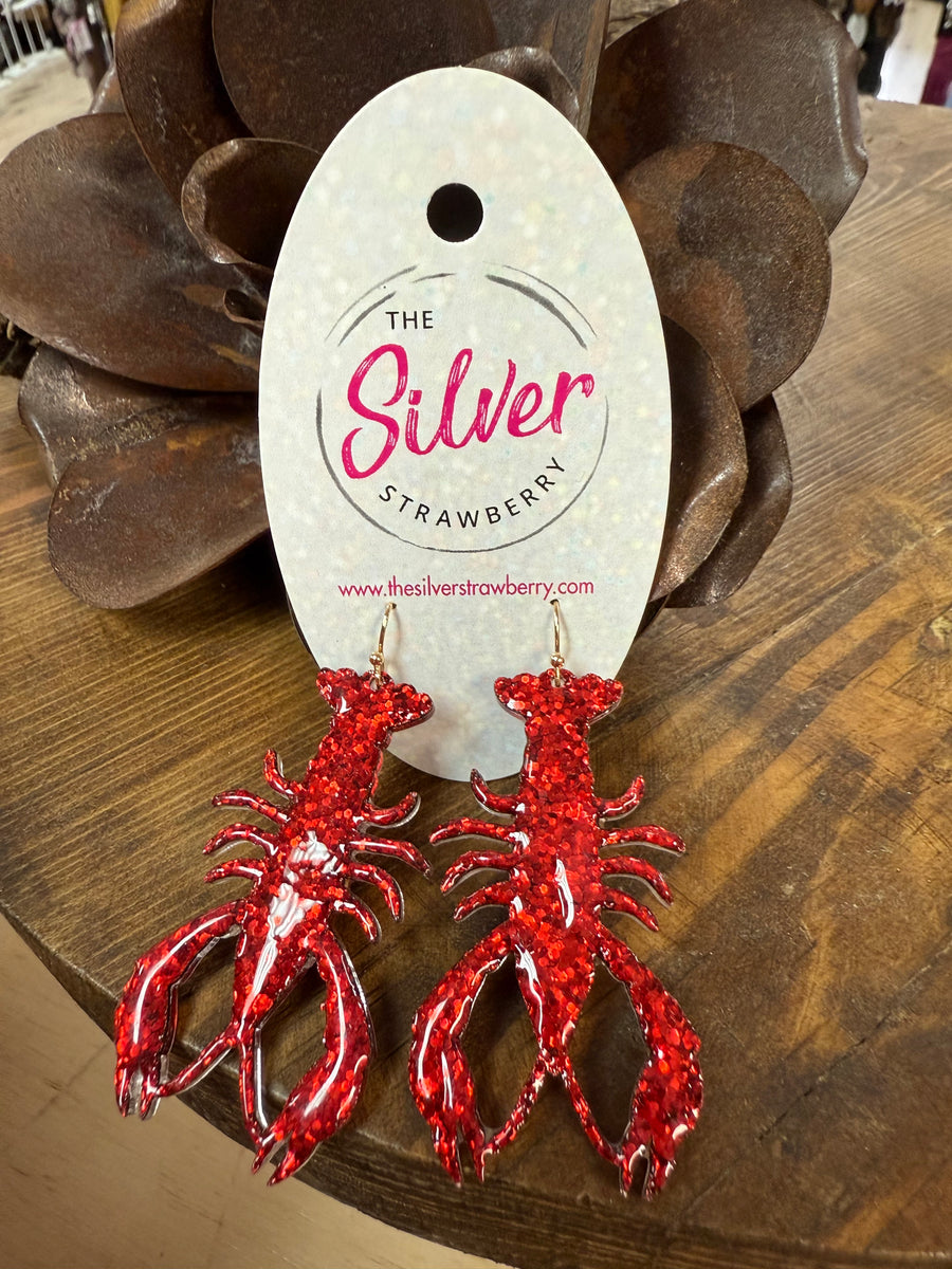 Glossy Acrylic- Red Glitter Crawfish – The Silver Strawberry
