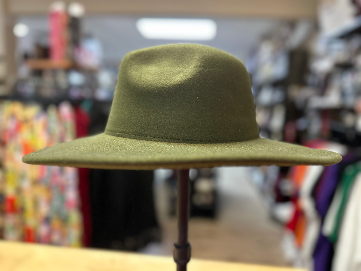 Polyester (Wide Brim) Fedora- Army Green – The Silver Strawberry