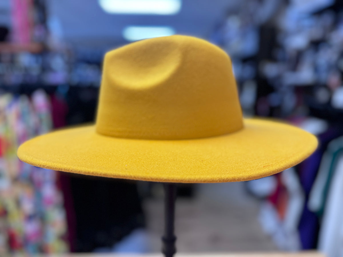 Polyester (Wide Brim) Fedora- Mustard – The Silver Strawberry