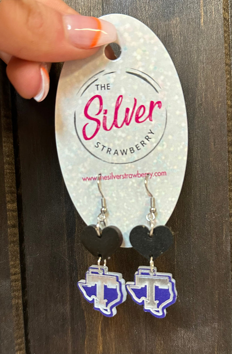 Clarissa Earrings- "Tarleton Texas; Hearts" – The Silver Strawberry