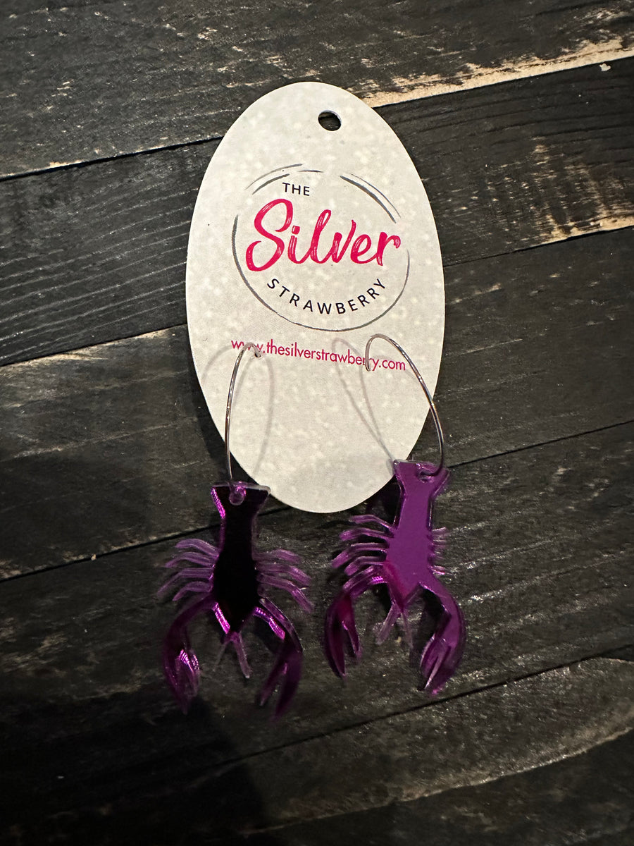 Glossy Acrylic- "Crawfish" Mirrored Purple – The Silver Strawberry