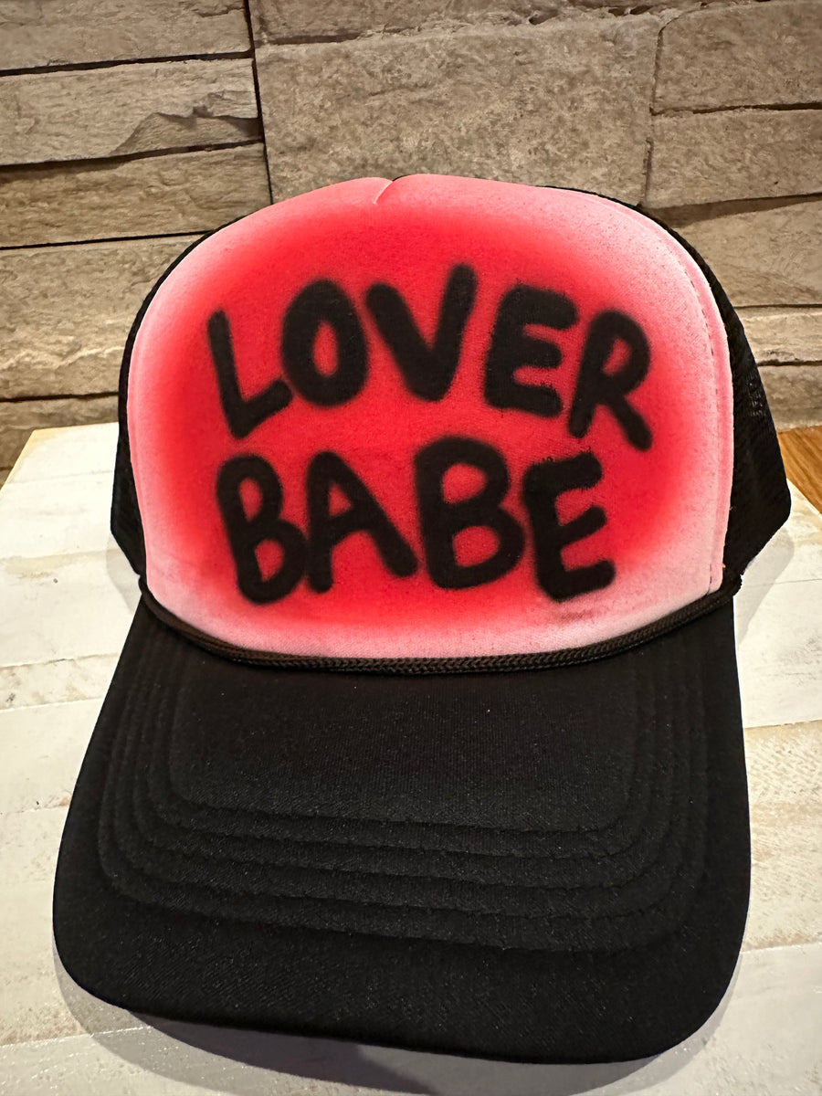 "Lover Babe" Red & Black Spray Puffy Hat – The Silver Strawberry