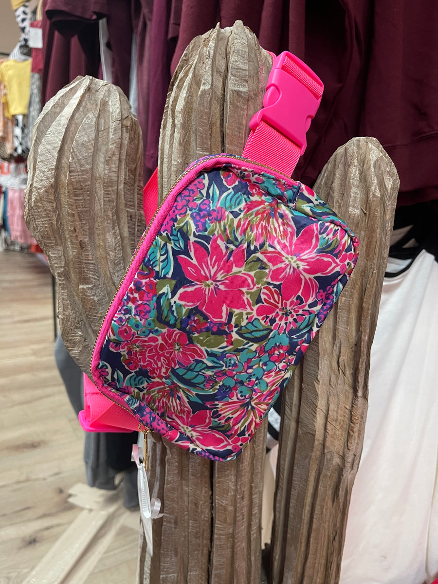 Layla Bum Bag Purses- Pink Floral – The Silver Strawberry