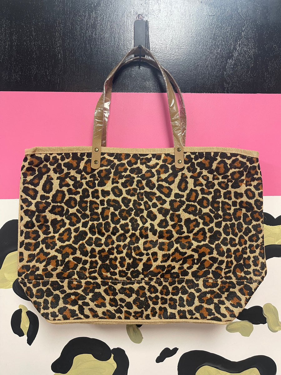 Jute Tote- Leopard – The Silver Strawberry