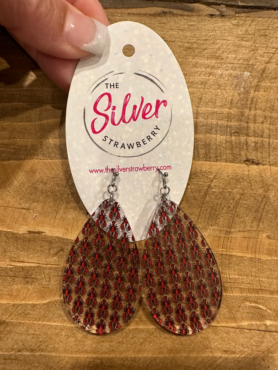 Glossy Acrylic- "Mini Crawfish" Teardrop – The Silver Strawberry