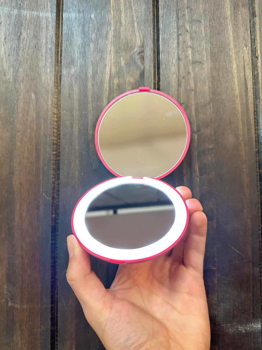 Compact Mirror- "Hot Pink LED Mirror" – The Silver Strawberry