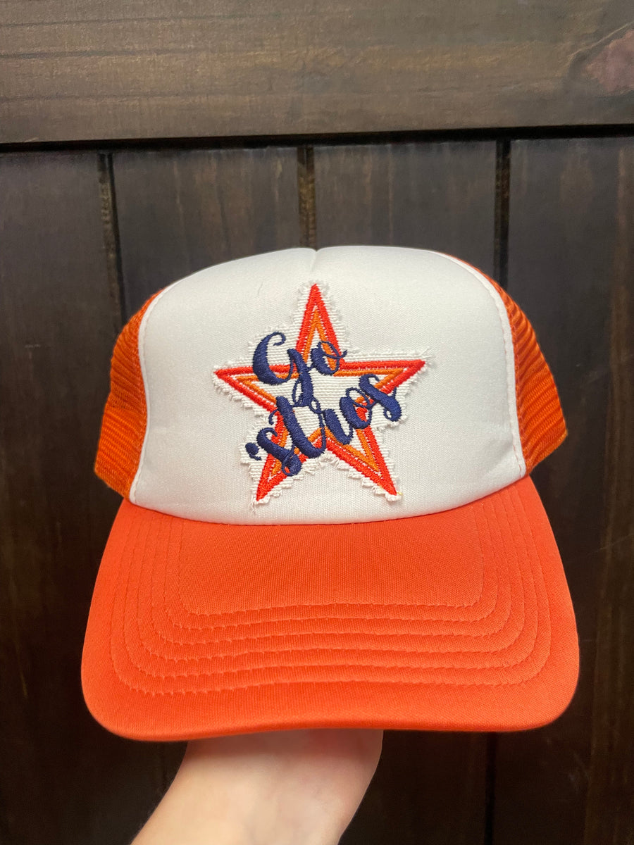 "Go 'Stros Star" Puffy Orange Mesh Hat – The Silver Strawberry