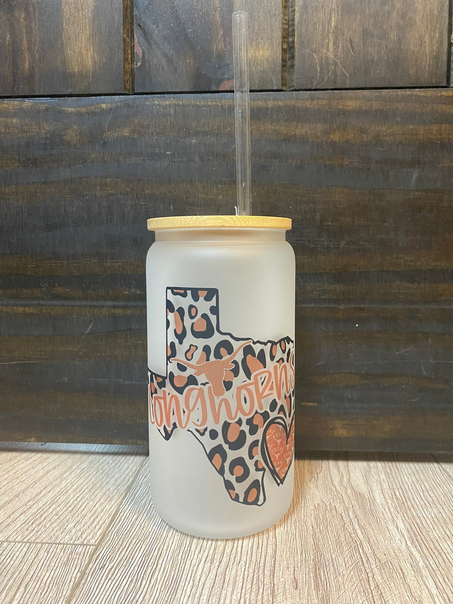 Libbey Can Glass- "Longhorns" Cheetah Texas – The Silver Strawberry