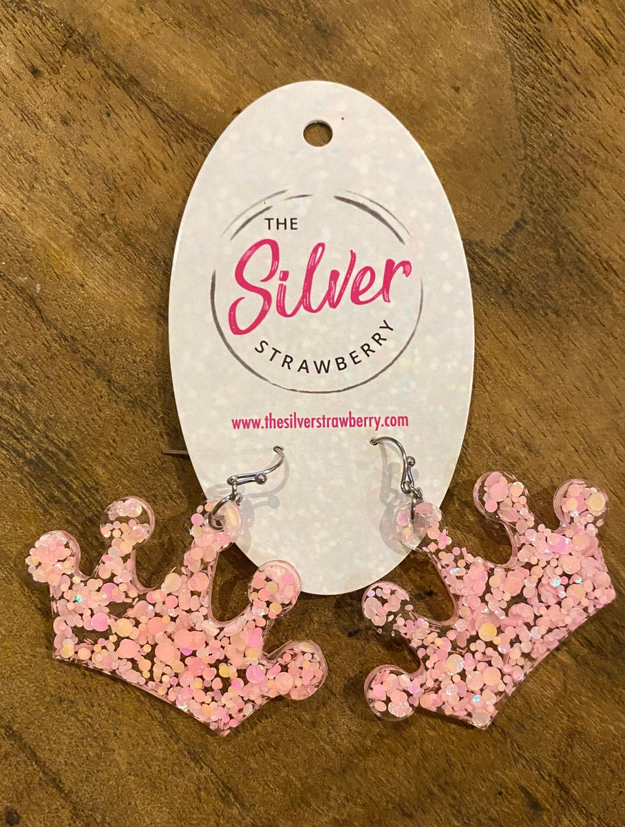 Glossy Acrylic- Pink Glitter Crown – The Silver Strawberry